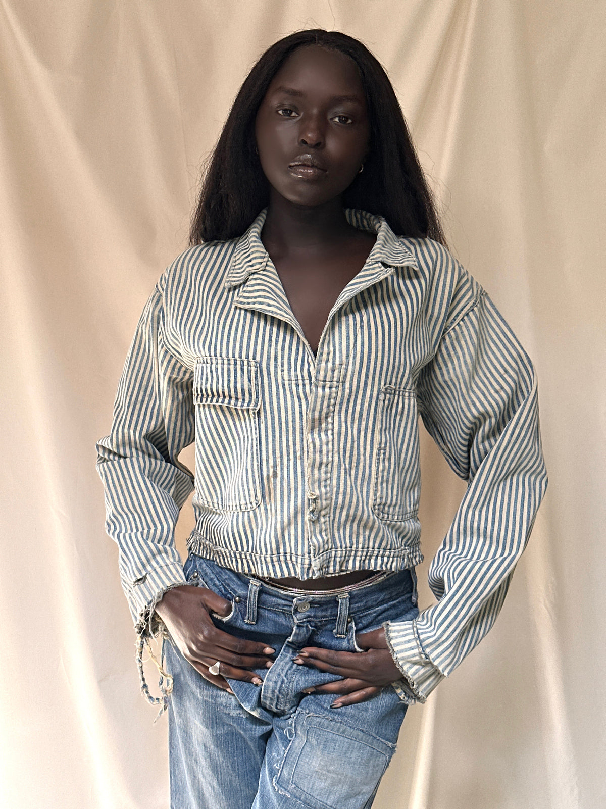 Vintage 1940’s Railroad Engineer Stripe Denim Jacket – Afterlife Boutique