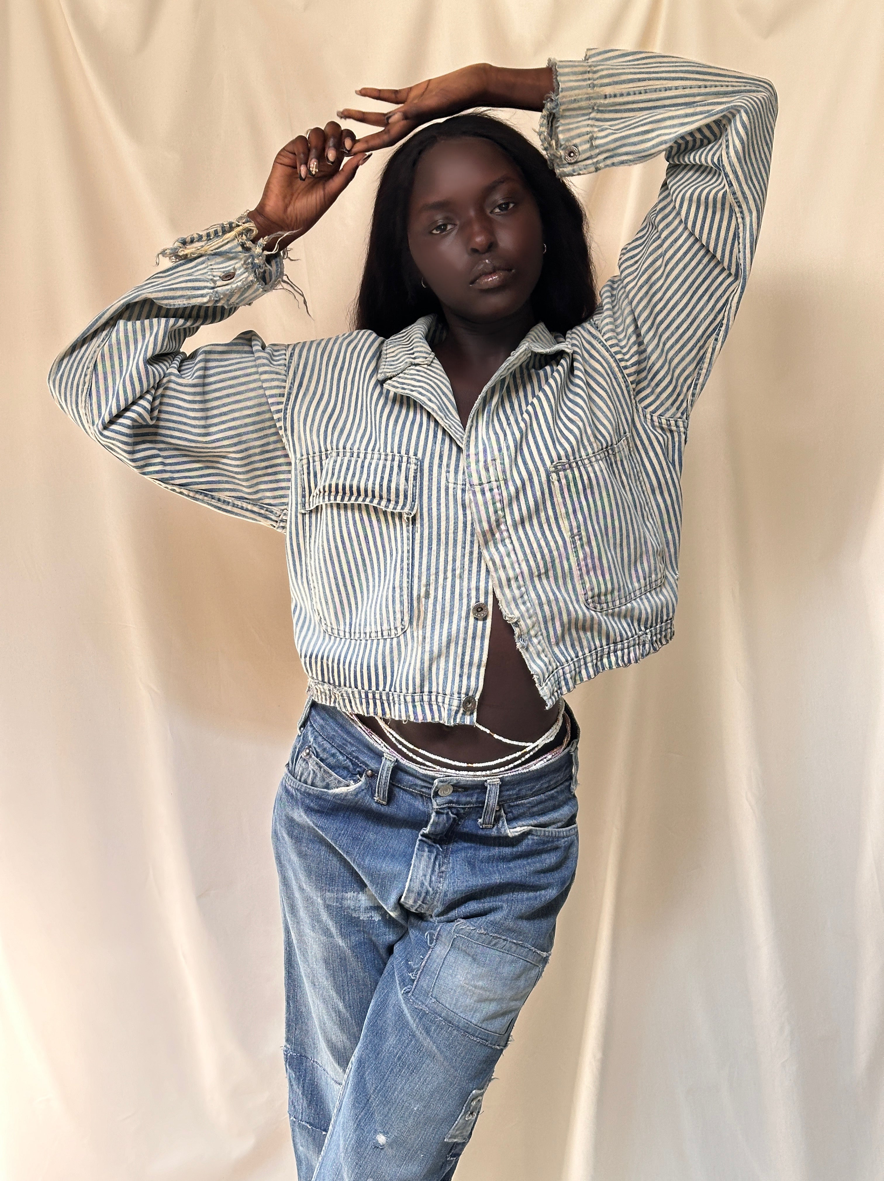 Vintage 1940’s Railroad Engineer Stripe Denim Jacket – Afterlife Boutique