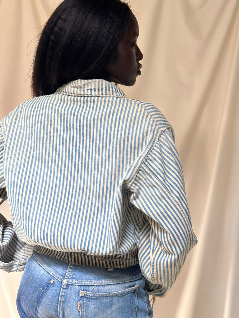 Vintage 1940’s Railroad Engineer Stripe Denim Jacket – Afterlife Boutique