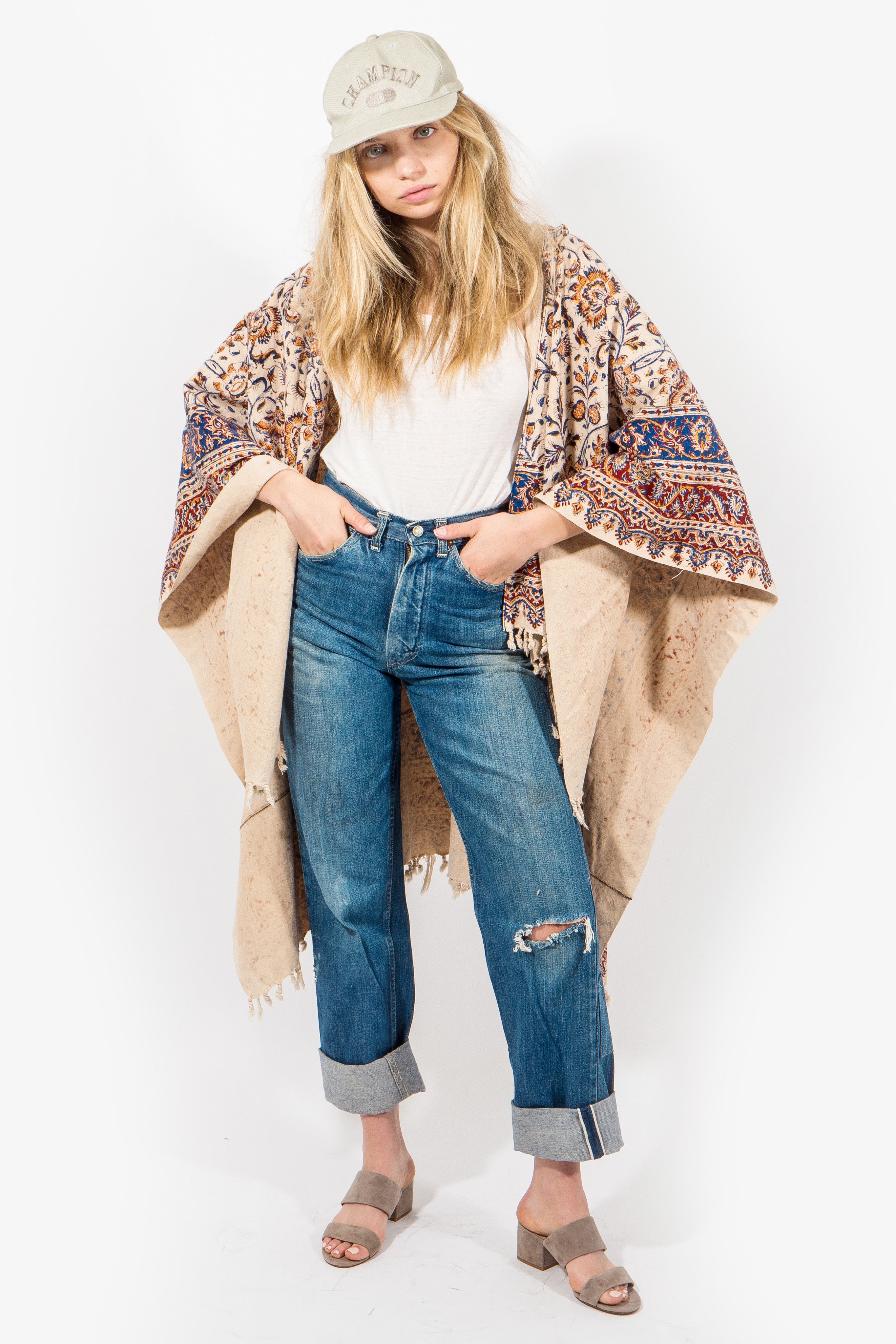 ALC-010 Kalamkari Hooded Poncho – Afterlife Boutique